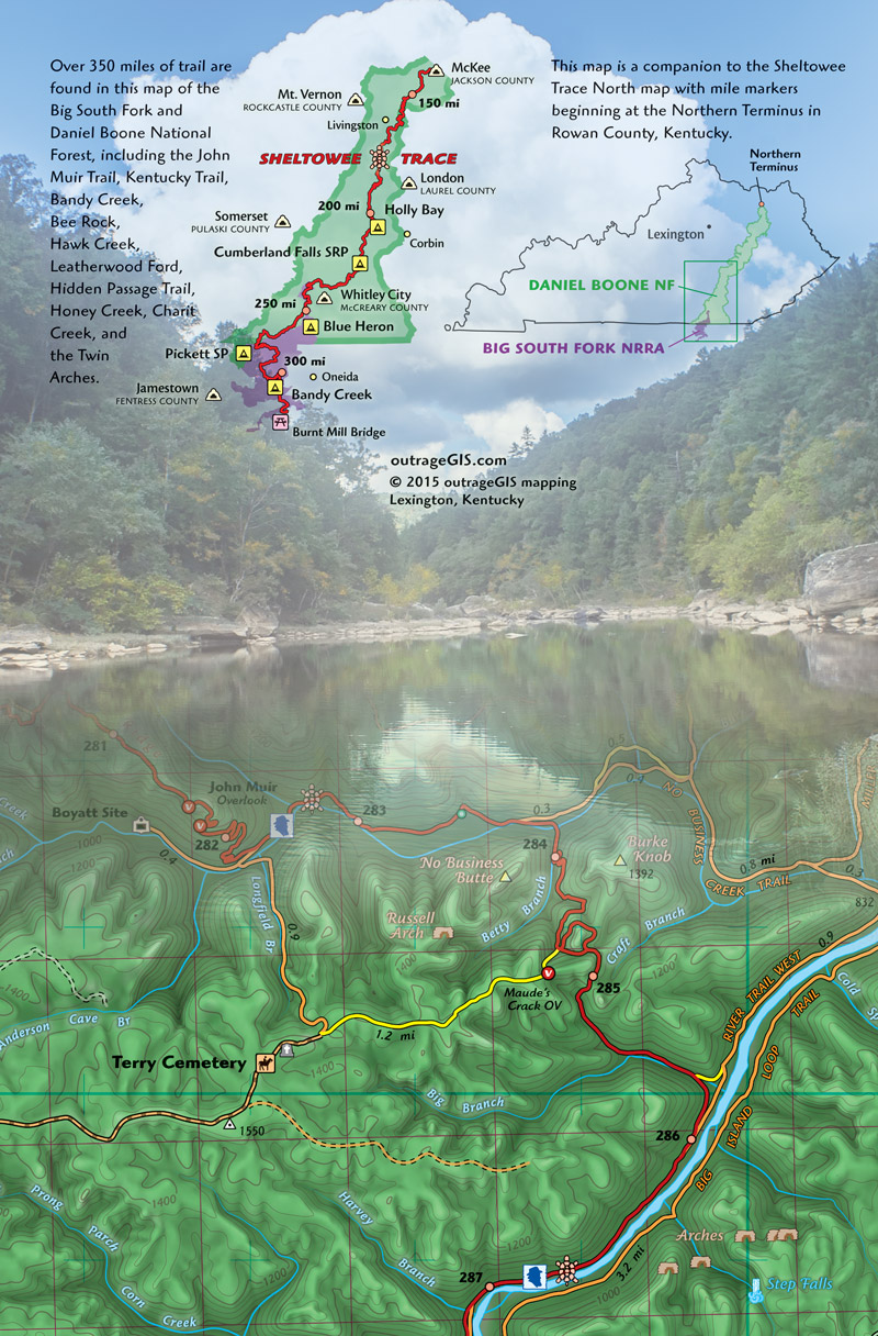 Sheltowee Trace South Trail Map (includes Big South Fork)