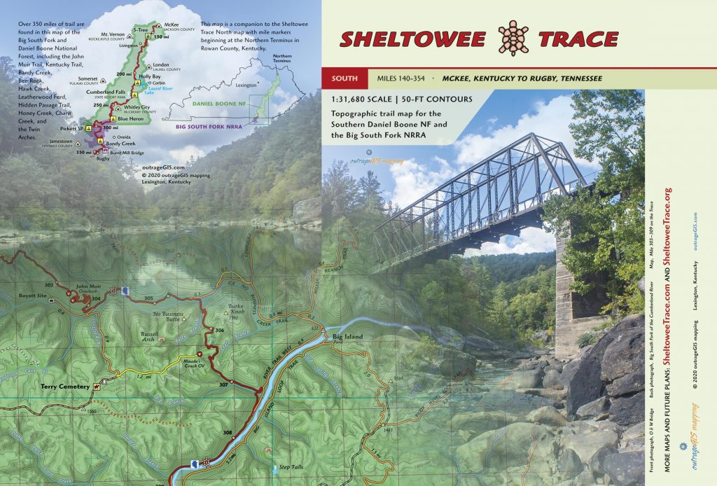 Sheltowee Trace South Trail Map (includes Big South Fork)